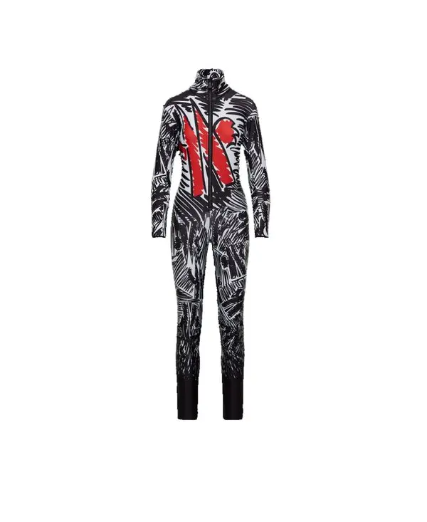 Moncler Printed Jumpsuit With Zipper - Black