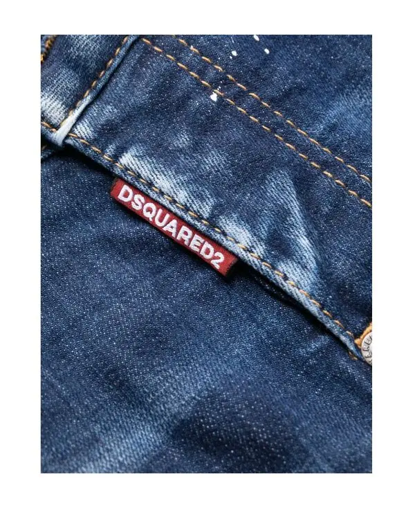 Dsquared2 Paint Splatter Distressed Skinny Jeans - Blue