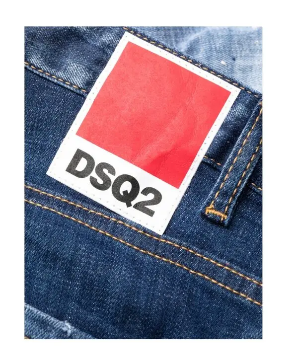Dsquared2 Paint Splatter Distressed Skinny Jeans - Blue