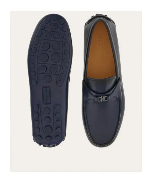 FERRAGAMO Logo Horsebit Loafers - Black