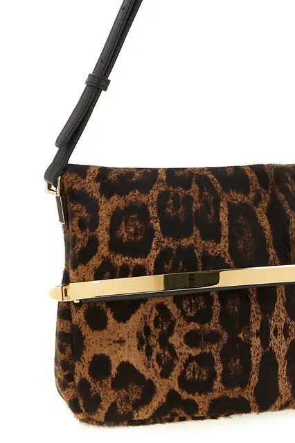 TOD'S Animal-print Clutch Bag With Gold Tone Metal Strip