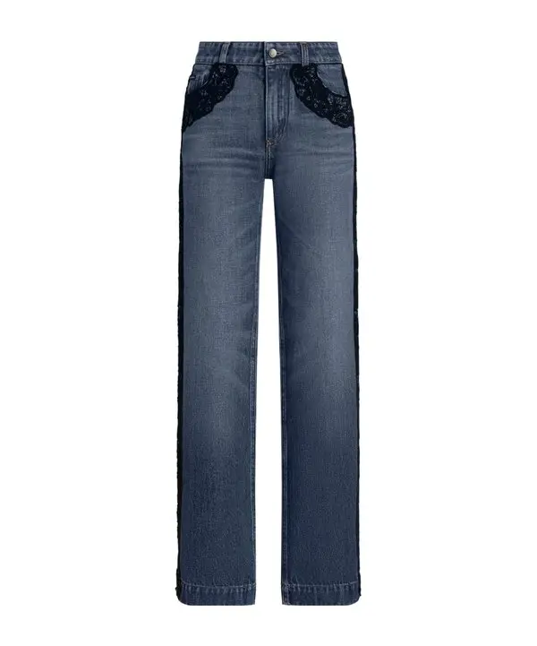 Dolce & Gabbana Dolce Gabbana Lace Detailed Jeans - Blue
