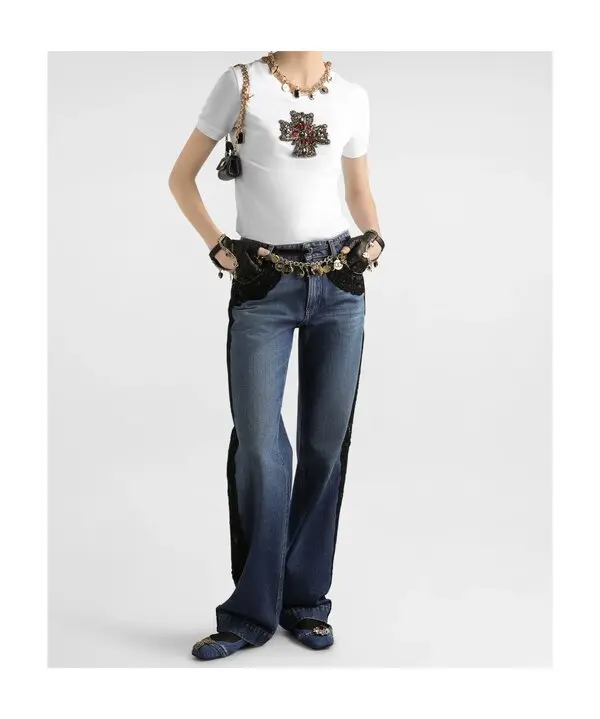 Dolce & Gabbana Lace Detailed Jeans - Blue