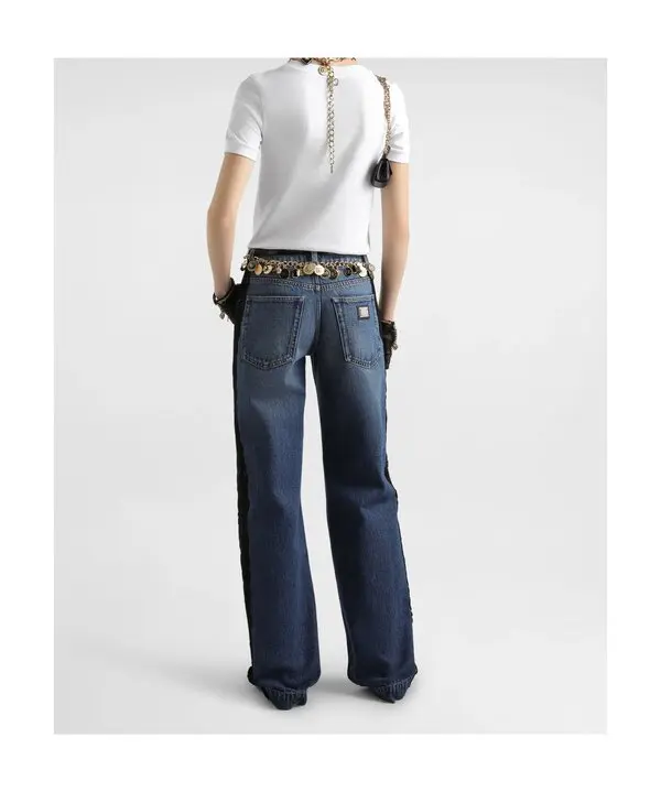 Dolce & Gabbana Lace Detailed Jeans - Blue