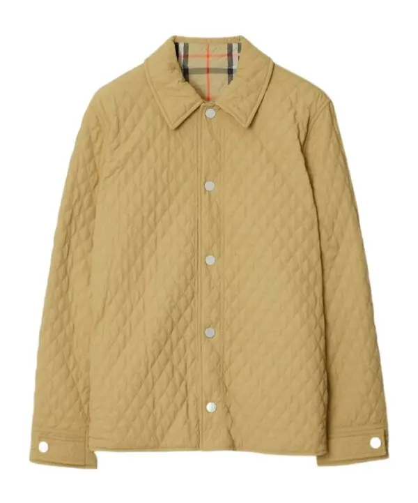 Burberry Quilted Reversible Jacket With Plaid - Flaxen
