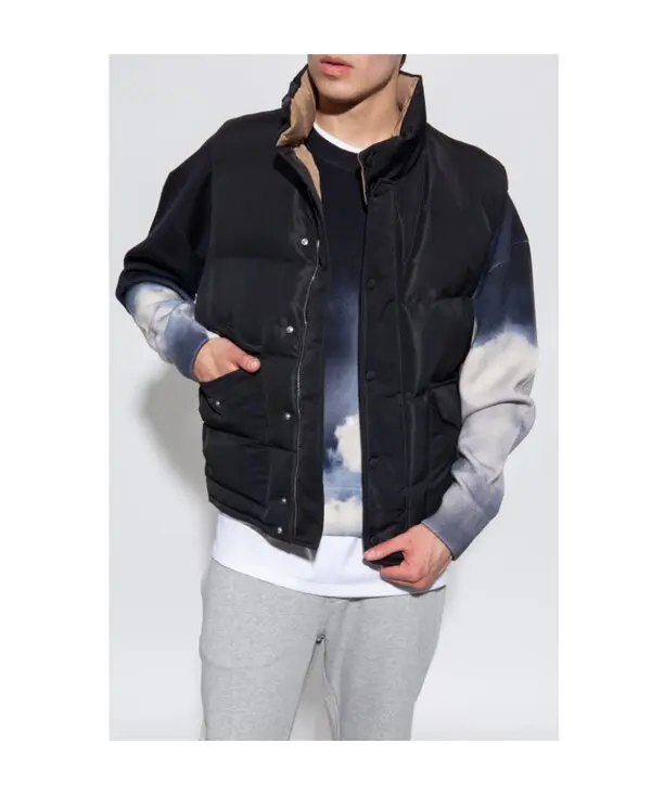 Alexander McQueen Stand Collar Logo Printed Zipped Jacket