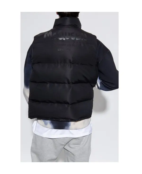 Alexander McQueen Stand Collar Logo Printed Zipped Jacket