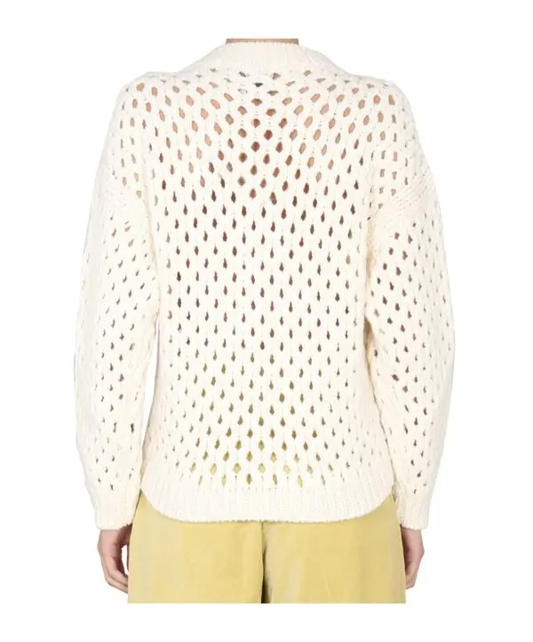 ALYSI Long Sleeved Knitted Jumper With Cut-out Detailing - Beige