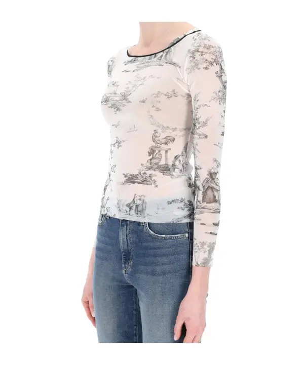 Philosophy Di Lorenzo Serafini Toile De Jouy Printed Mesh Top