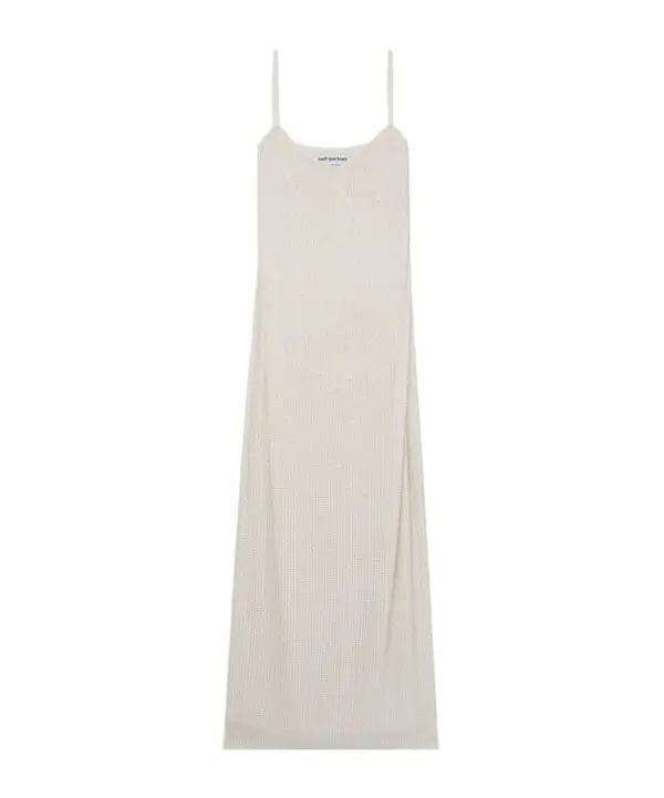 SELF-PORTRAIT Rhinestone Embellished Sleeveless Maxi Dress - White