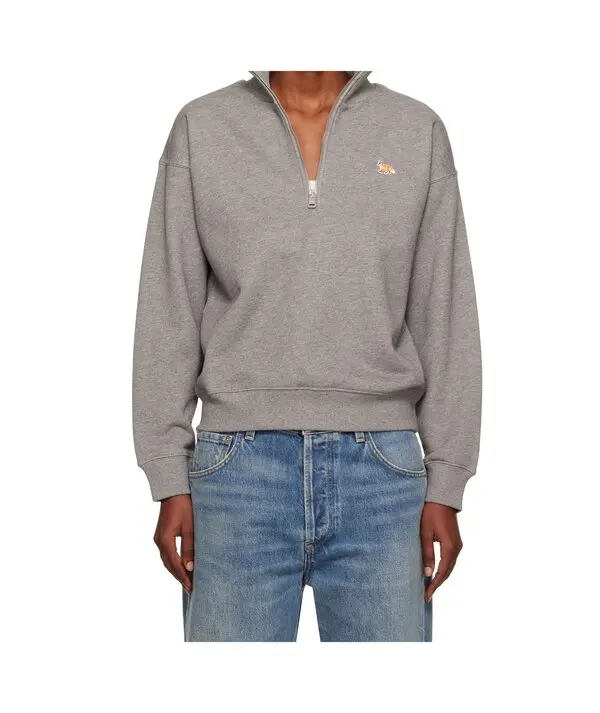 Maison Kitsuné Half-zip Sweatshirt With Fox Patch