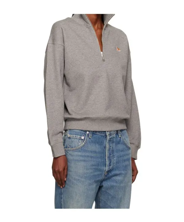 Maison Kitsuné Half-zip Sweatshirt With Fox Patch