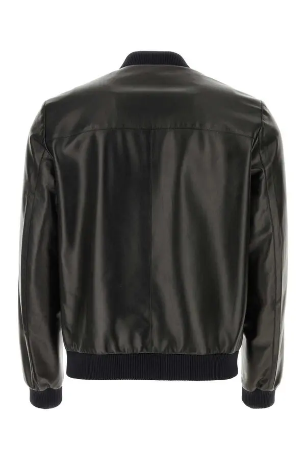 Prada Reversible Nappa Leather Bomber Jacket - Black