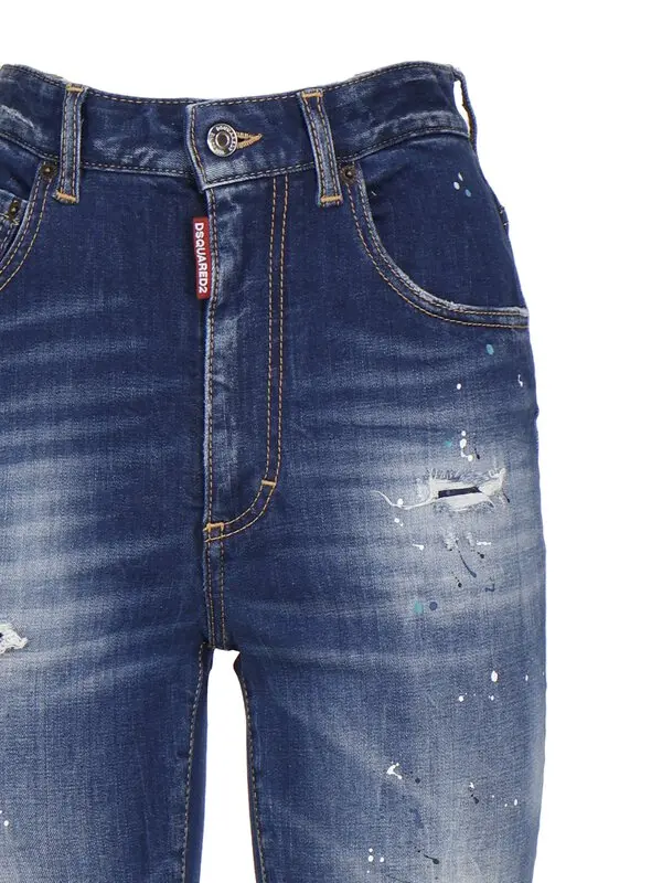 Dsquared2 High-waisted Distressed Flare Jeans - Blue