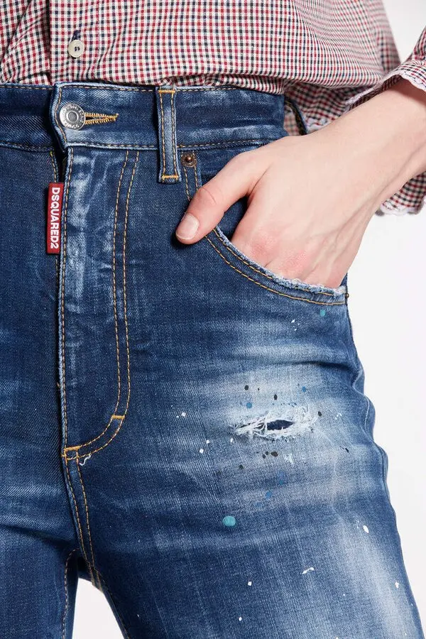 Dsquared2 High-waisted Distressed Flare Jeans - Blue