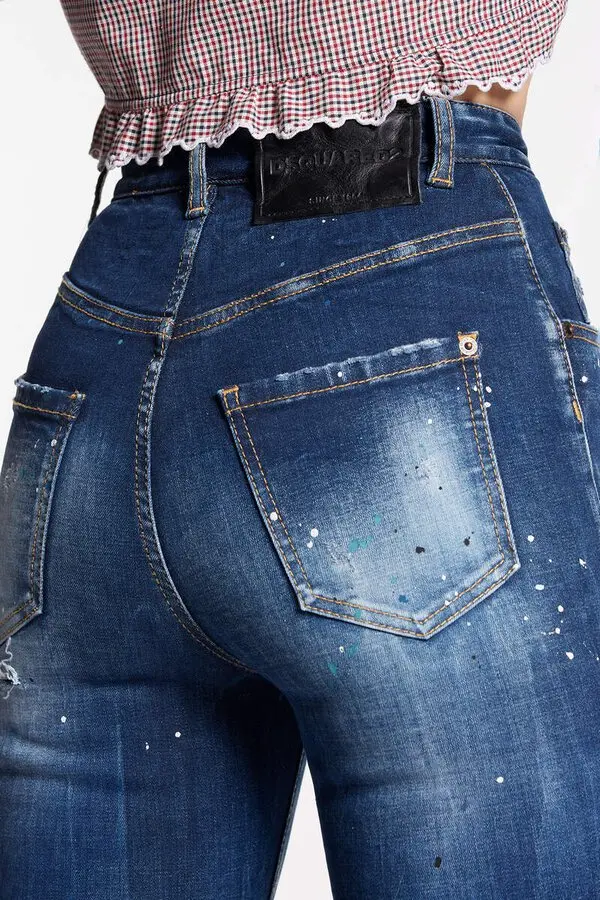 Dsquared2 High-waisted Distressed Flare Jeans - Blue