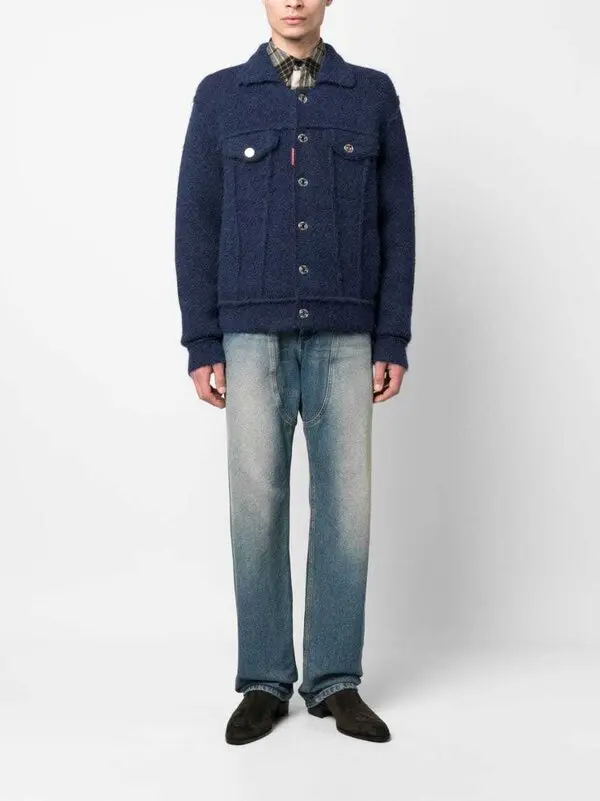 Dsquared2 Ribbed Knit Buttoned Jacket