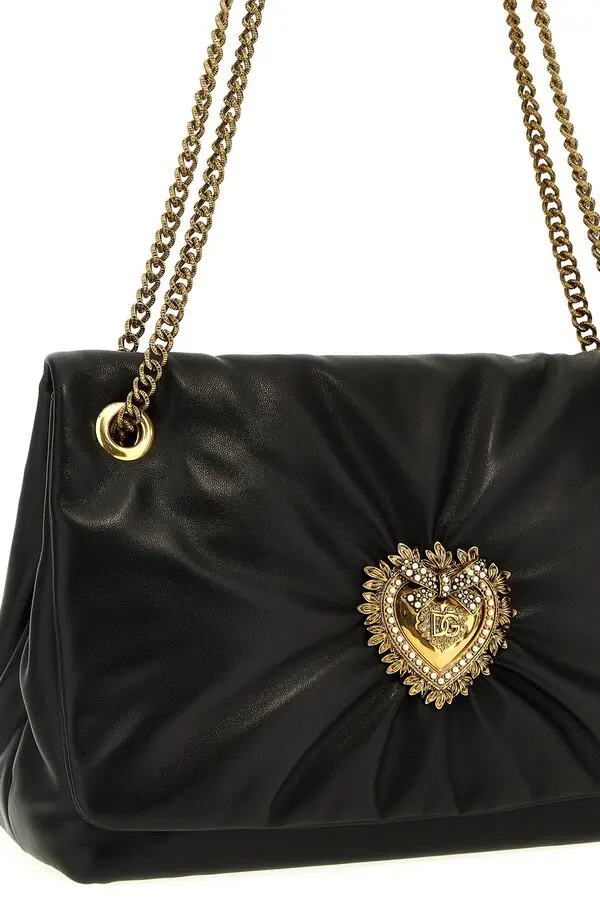 Dolce & Gabbana Embellished Heart Shoulder Bag - Black
