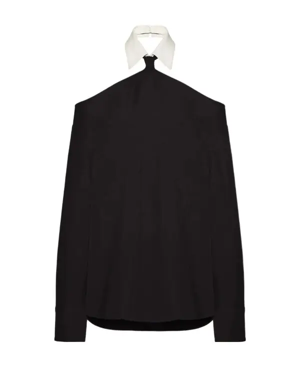 Valentino Garavani Long-sleeve Silk Blouse With Contrast Collar