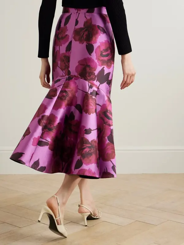 Erdem Printed Floral Midi Skirt