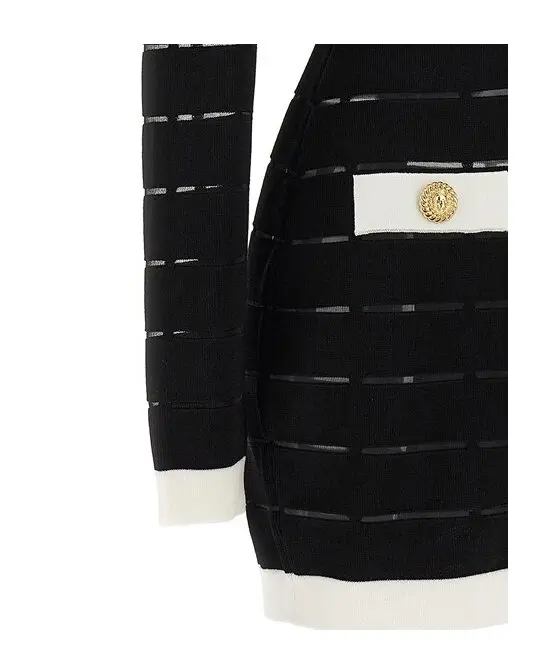 Balmain Embellished Knitted Mini Dress - Black