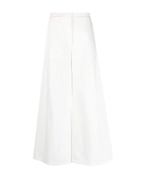 JIL SANDER High Waist Wide Leg Trousers - White