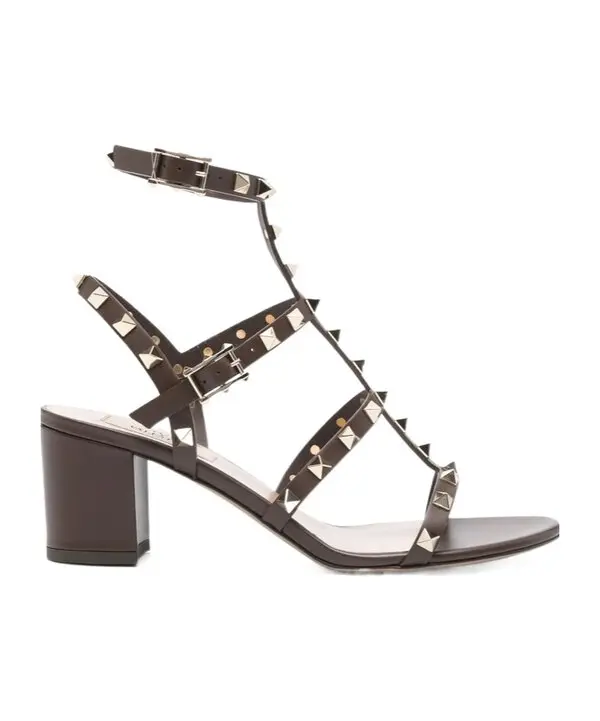 Valentino Garavani Rockstud Ankle Strap Sandals - Brown