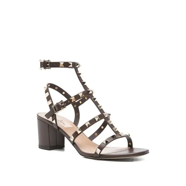 Valentino Garavani Rockstud Ankle Strap Sandals - Brown