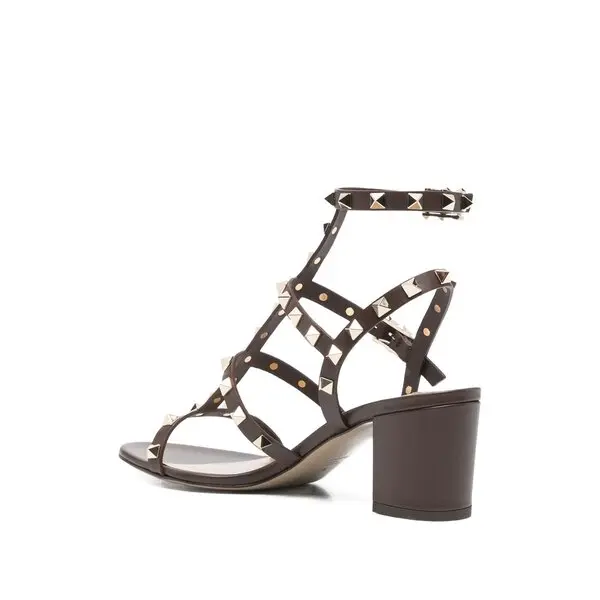 Valentino Garavani Rockstud Ankle Strap Sandals - Brown