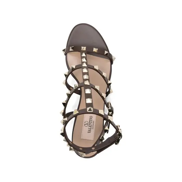 Valentino Garavani Rockstud Ankle Strap Sandals - Brown
