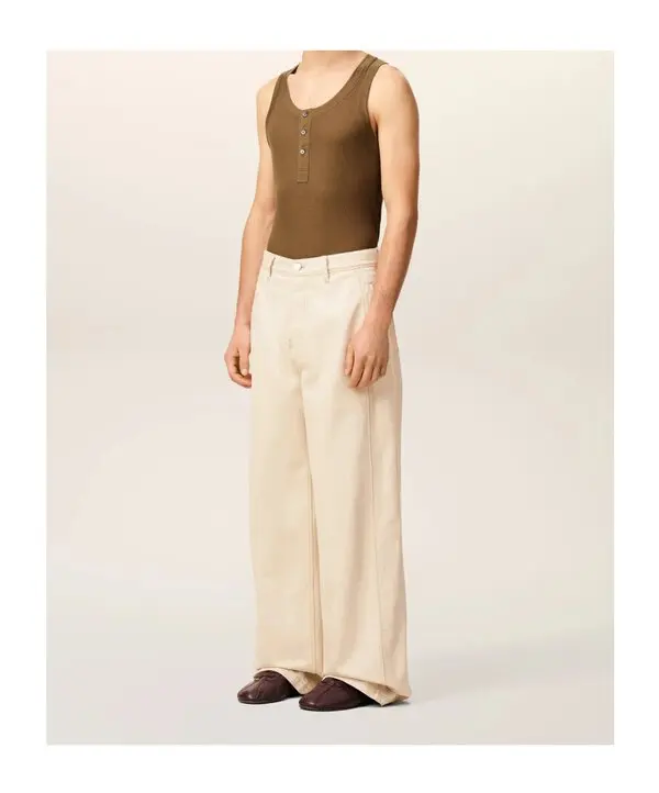 AMI Paris Cotton Loose Fit Jeans - Nude
