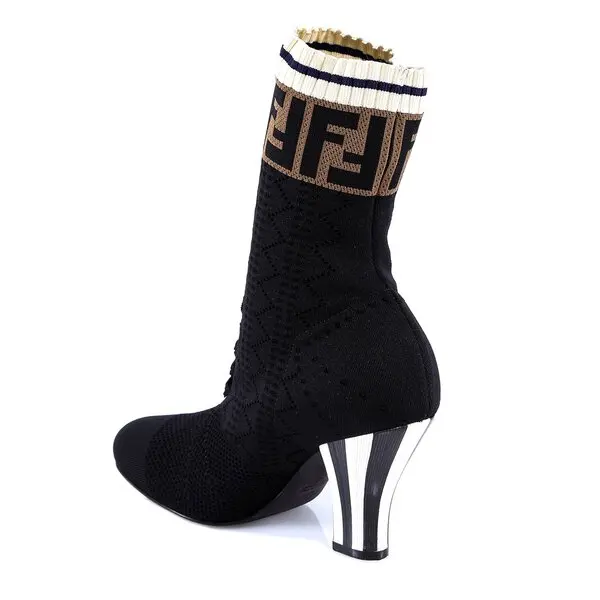 Fendi Knitted Ankle Boots With Vintage Logo Detailing