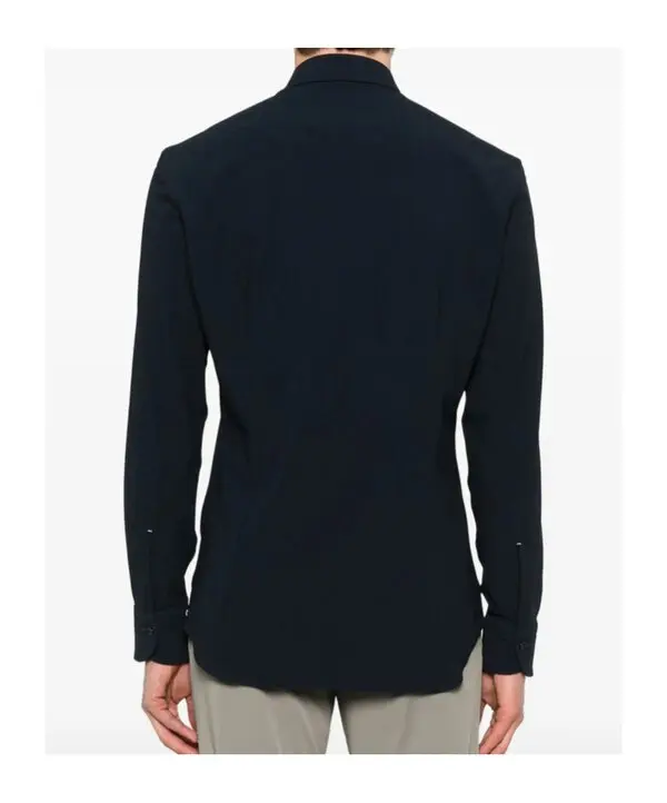 MAZZARELLI Lapel Long Sleeve Shirt - Black