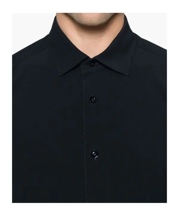 MAZZARELLI Lapel Long Sleeve Shirt - Black