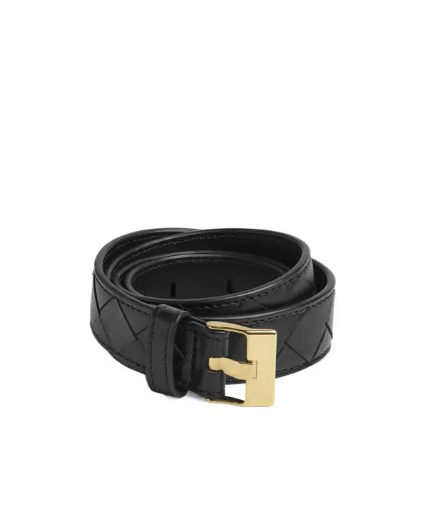 Bottega Veneta Intrecciato Leather Belt - Black