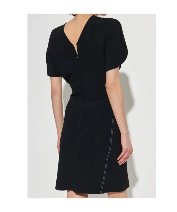 Victoria Beckham Short Sleeve Gathered Midi Dress