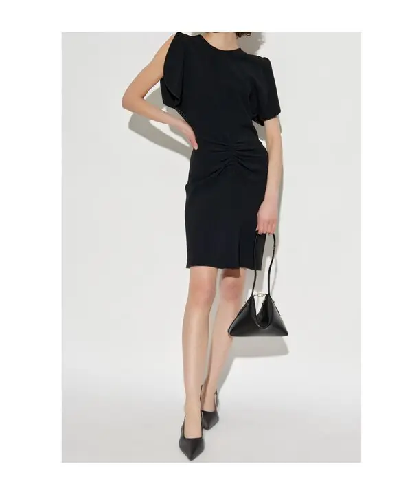 Victoria Beckham Short Sleeve Gathered Midi Dress
