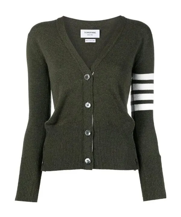 Thom Browne Four-bar V-neck Cardigan - Black