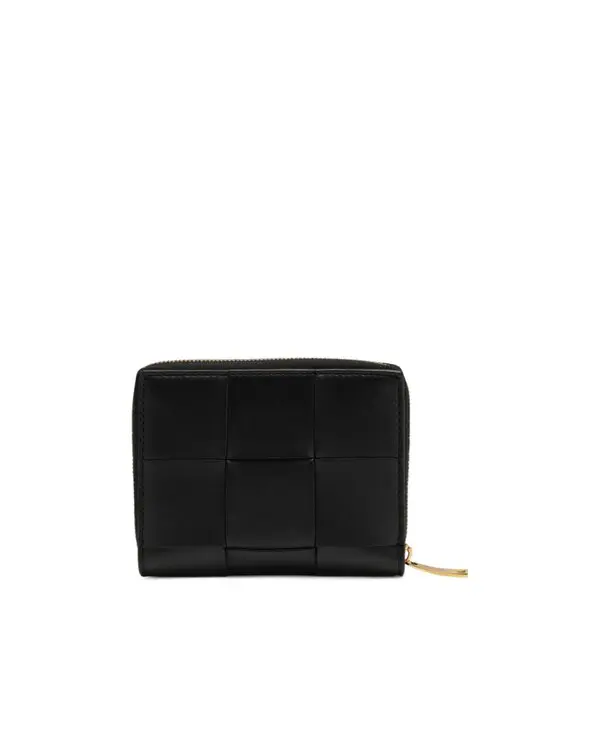 Bottega Veneta Checkered Zipper Purse - Black
