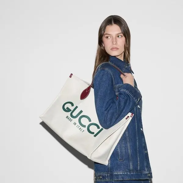 Gucci Logo Printed Tote Bag