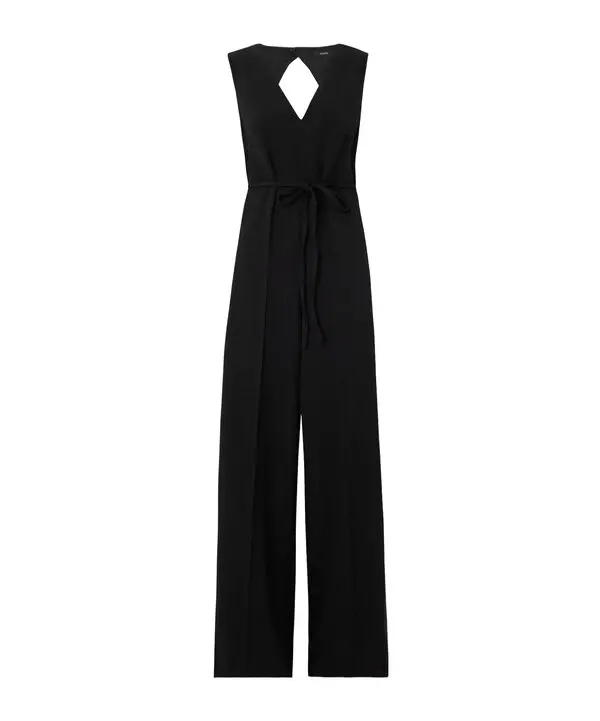 JOSEPH Sleeveless V-neck Wide Leg Jumpsuit - Black