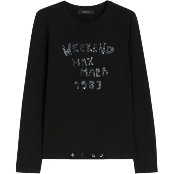 Max Mara Long Sleeve T-shirt With Sequins - Black