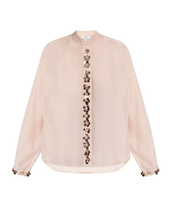 FORTE_FORTE Flower Embellished Long Sleeve Shirt