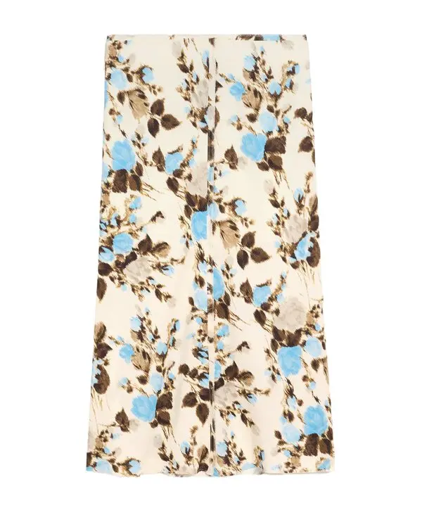 Ami Floral Print A-line Midi Skirt - White