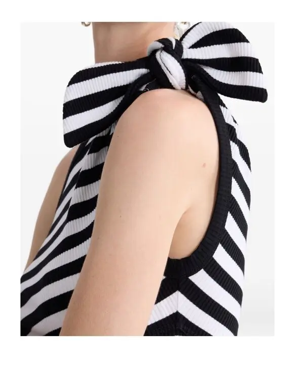 PATOU One-shoulder Striped Mini Dress - Black