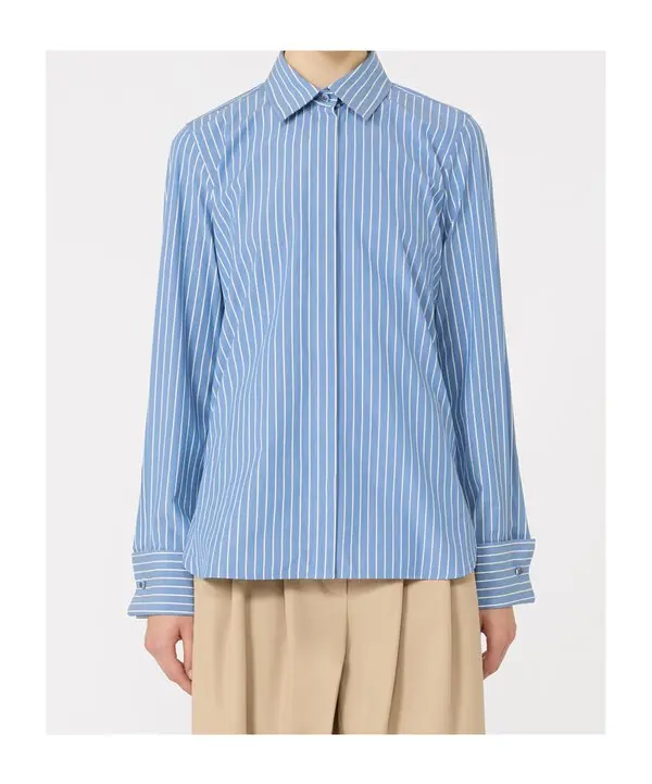 Max Mara Striped Cotton Shirt - Blue