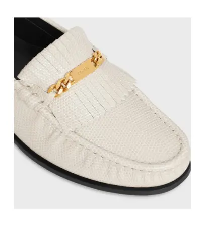 Celine Luco Loafer With Fringes In Lizard Stamped Calfskin