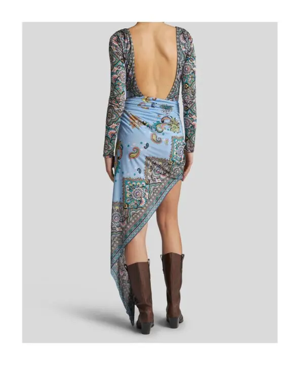 Etro Asymmetrical Printed Long Sleeve Dress