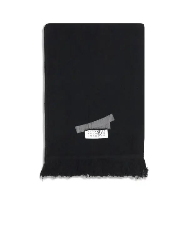 MAISON MARGIELA Logo Patch Fringed Scarf - Black