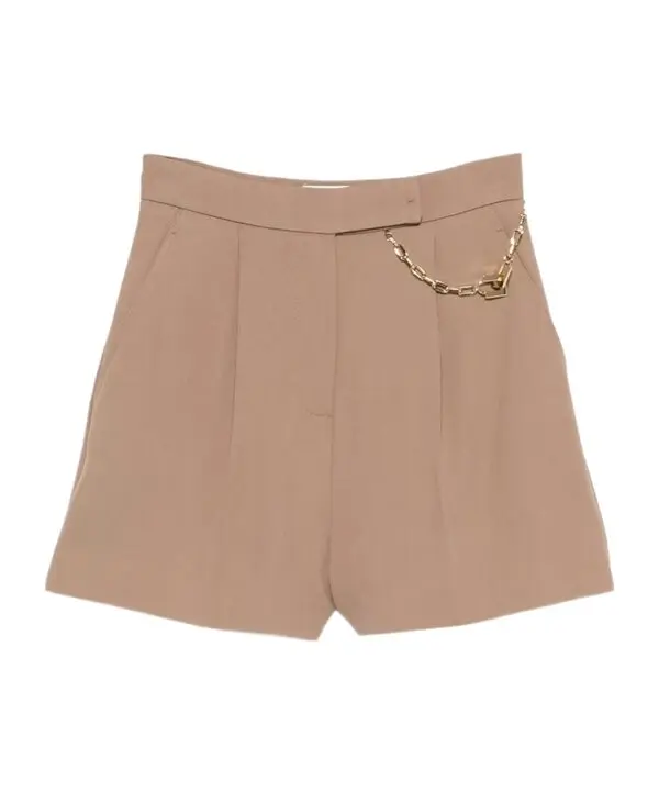Elisabetta Franchi Pleated Chain-detail Shorts - Nude